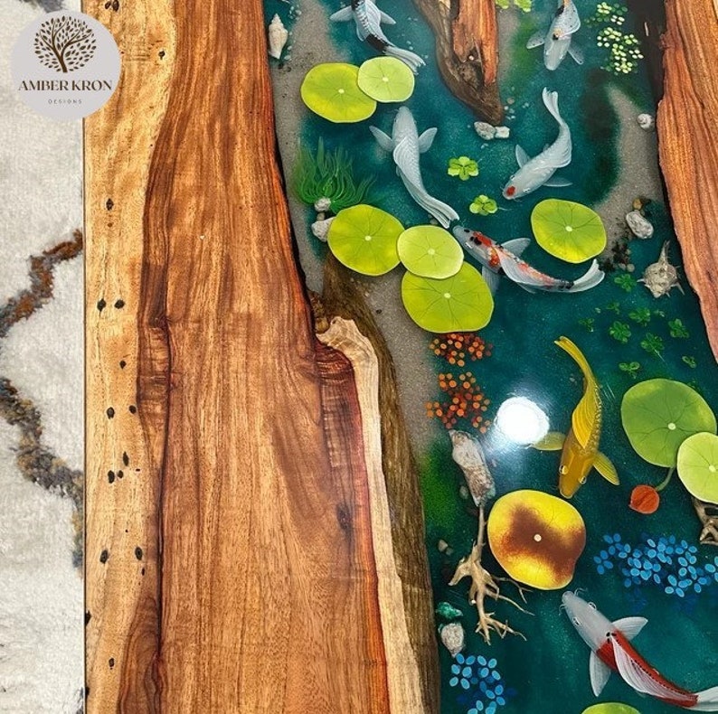 Koi Fish Epoxy Table, Epoxy Table, Living Room Table, Oceon Coffee ...