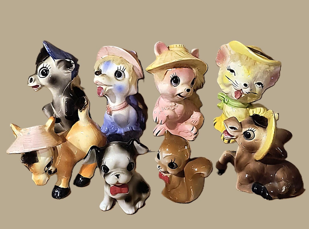Kitschy Collection-hand-painted Animal Figurines 1950s for Restoration ...