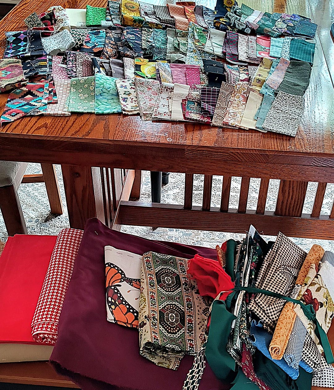 Fabric ~100+ Cloth Strips, Squares, Scratch Cloth of Every Variety and ...