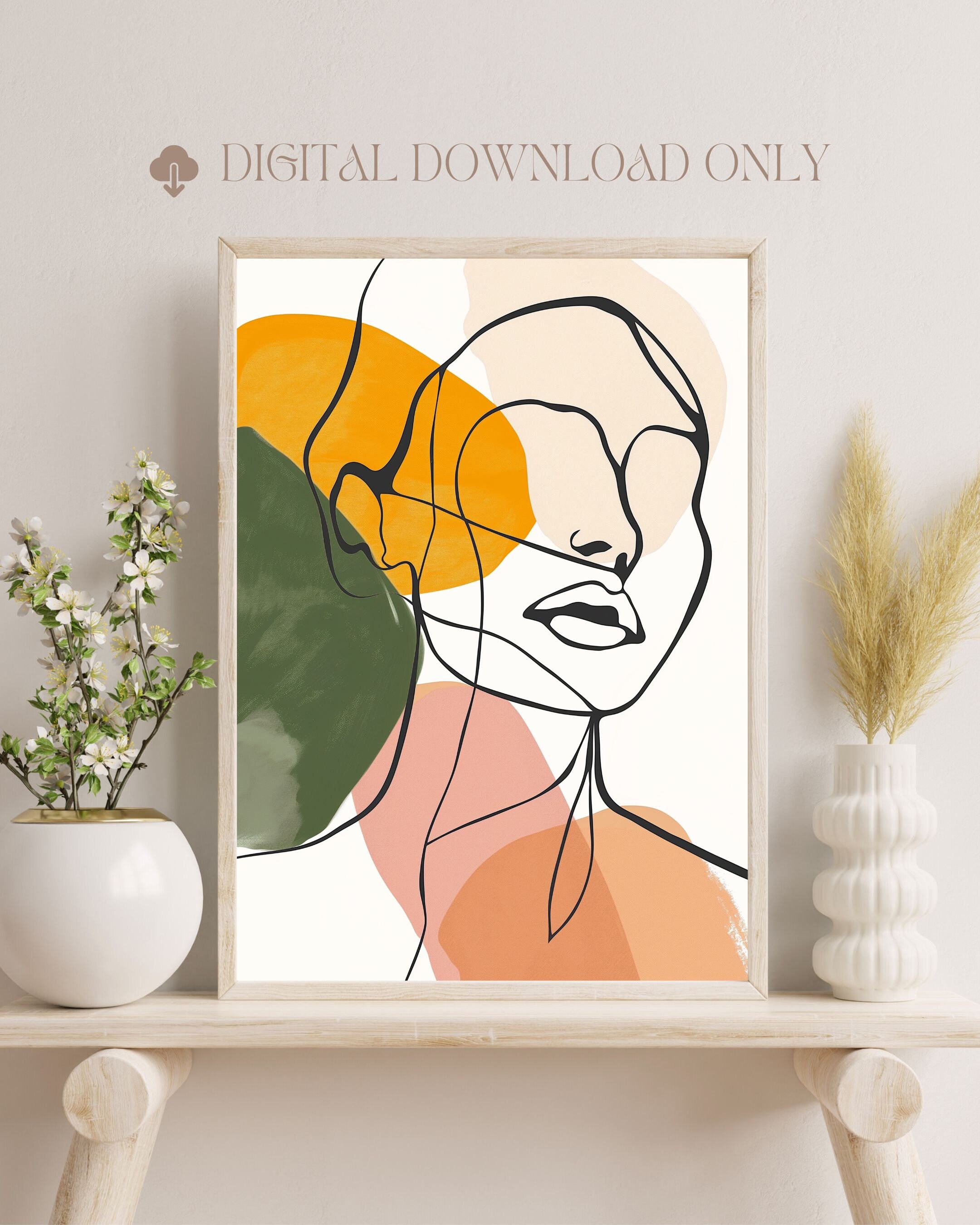 One Line Wall Art for Minimalistic Home Decor Female Line Art Woman ...