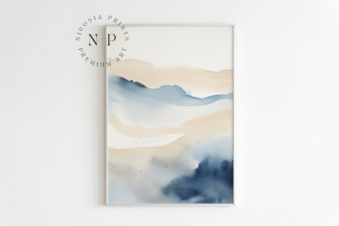Cloudy Mountain Printable Abstract Watercolor Painting Modern Wall Art ...
