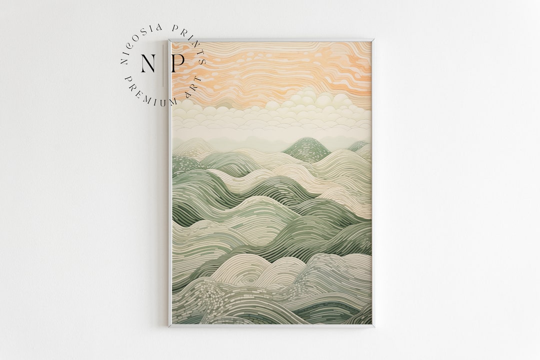 Green Boho Printable Sage Green Wall Art for Modern Home Decor Abstract ...