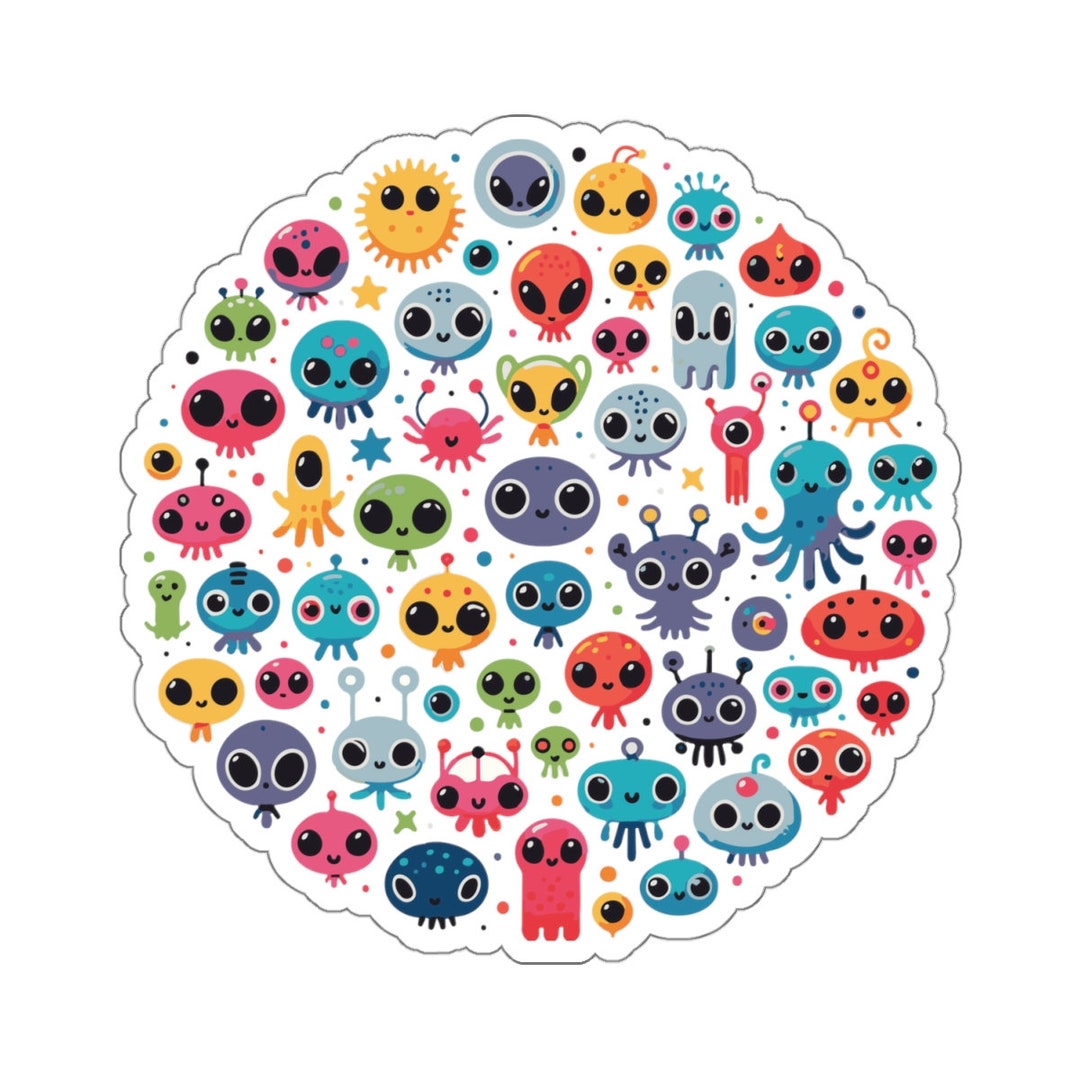 Circle of Cute Monsters Decal Durable Vinyl Sticker, Cheerful Creature ...