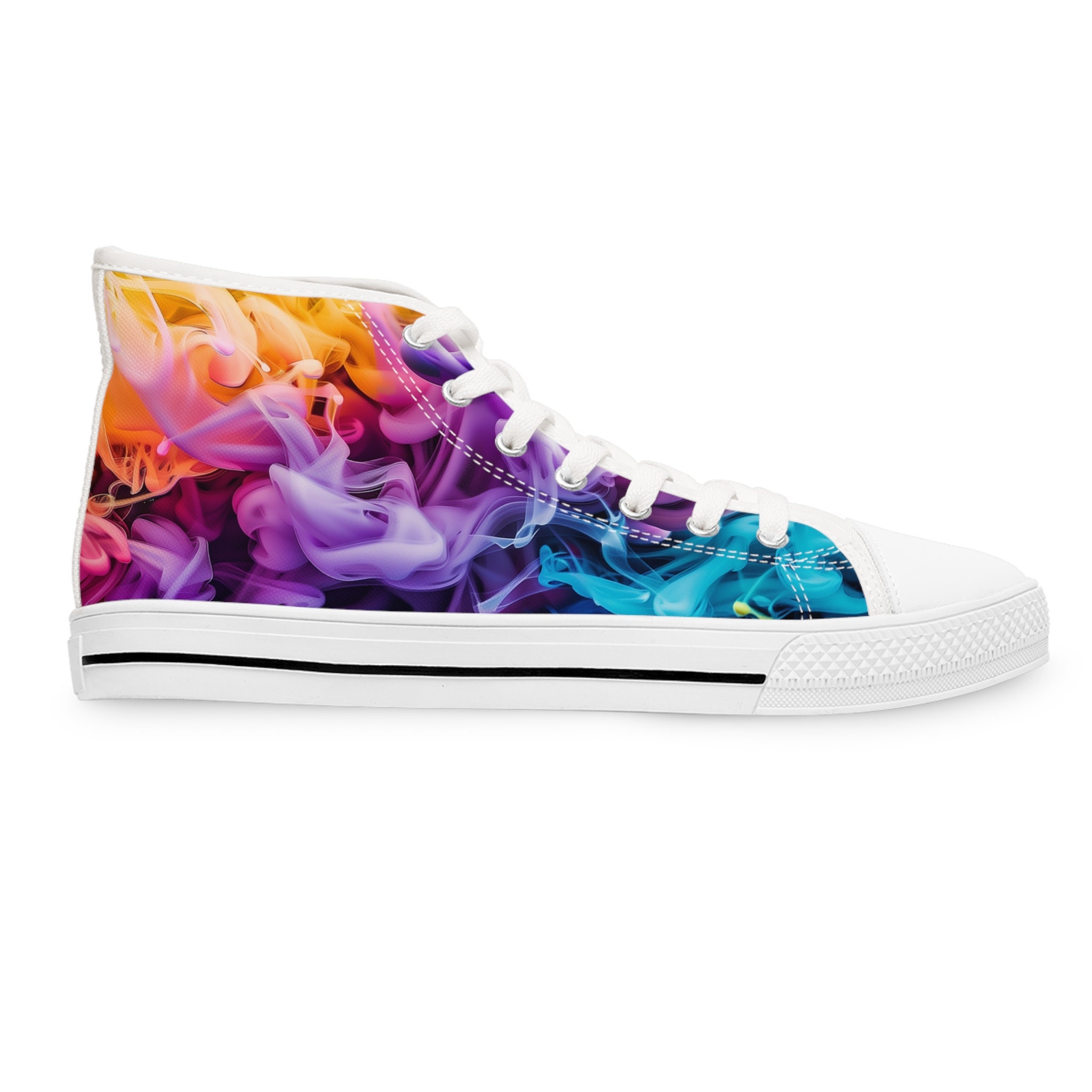 Women's Psychedelic Swirl High Tops, Color Pop Art Sneakers. Excellent ...