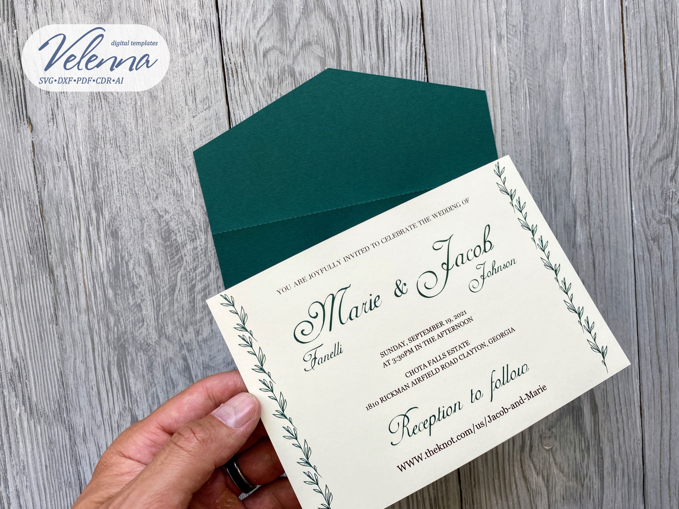 Simple Classic Svg 5x7 Pocketfold Invitation Envelope Template, Wedding ...