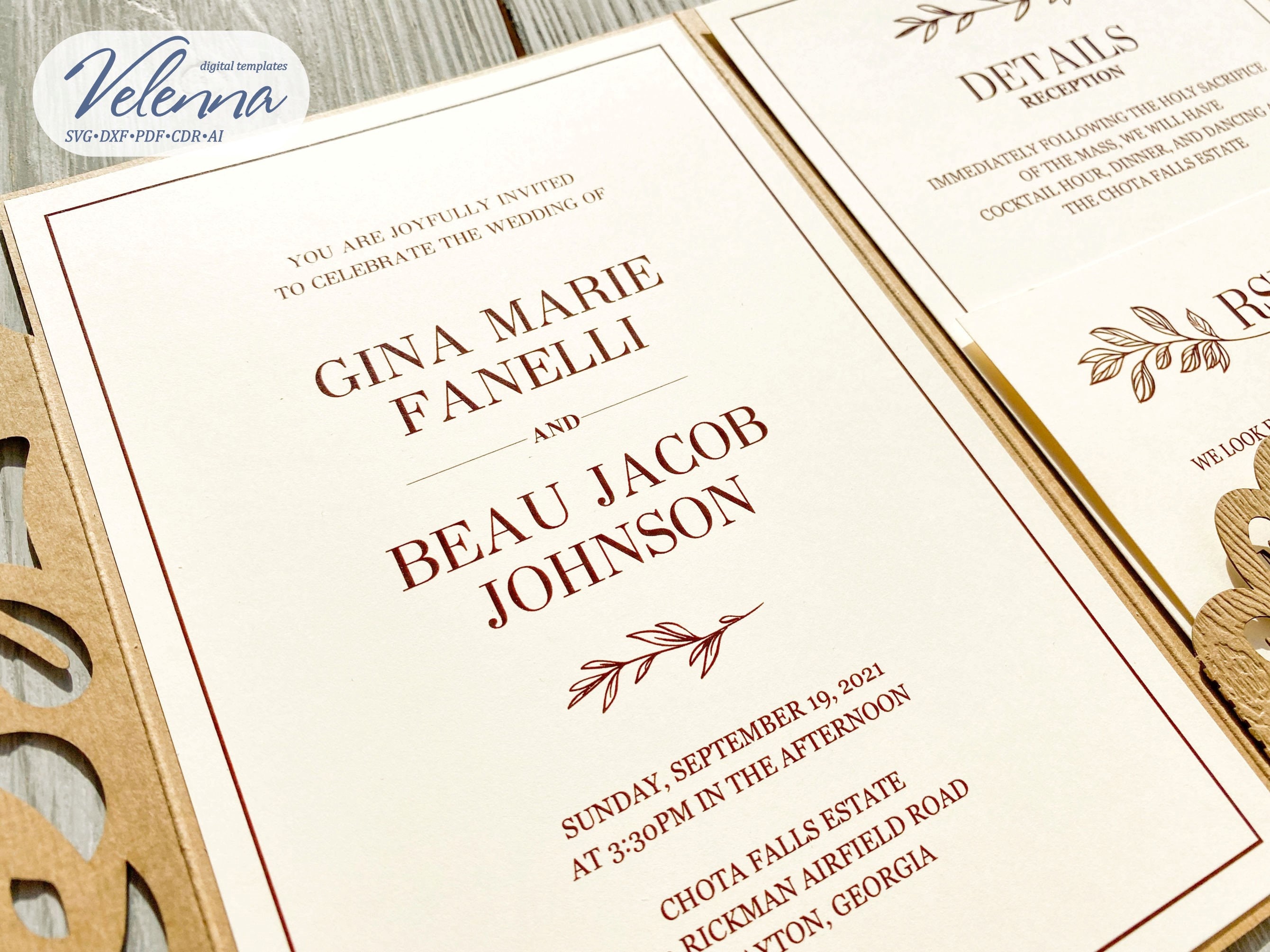 Plantilla de invitación de hoja de rama de olivo svg, Invitaciones de ...