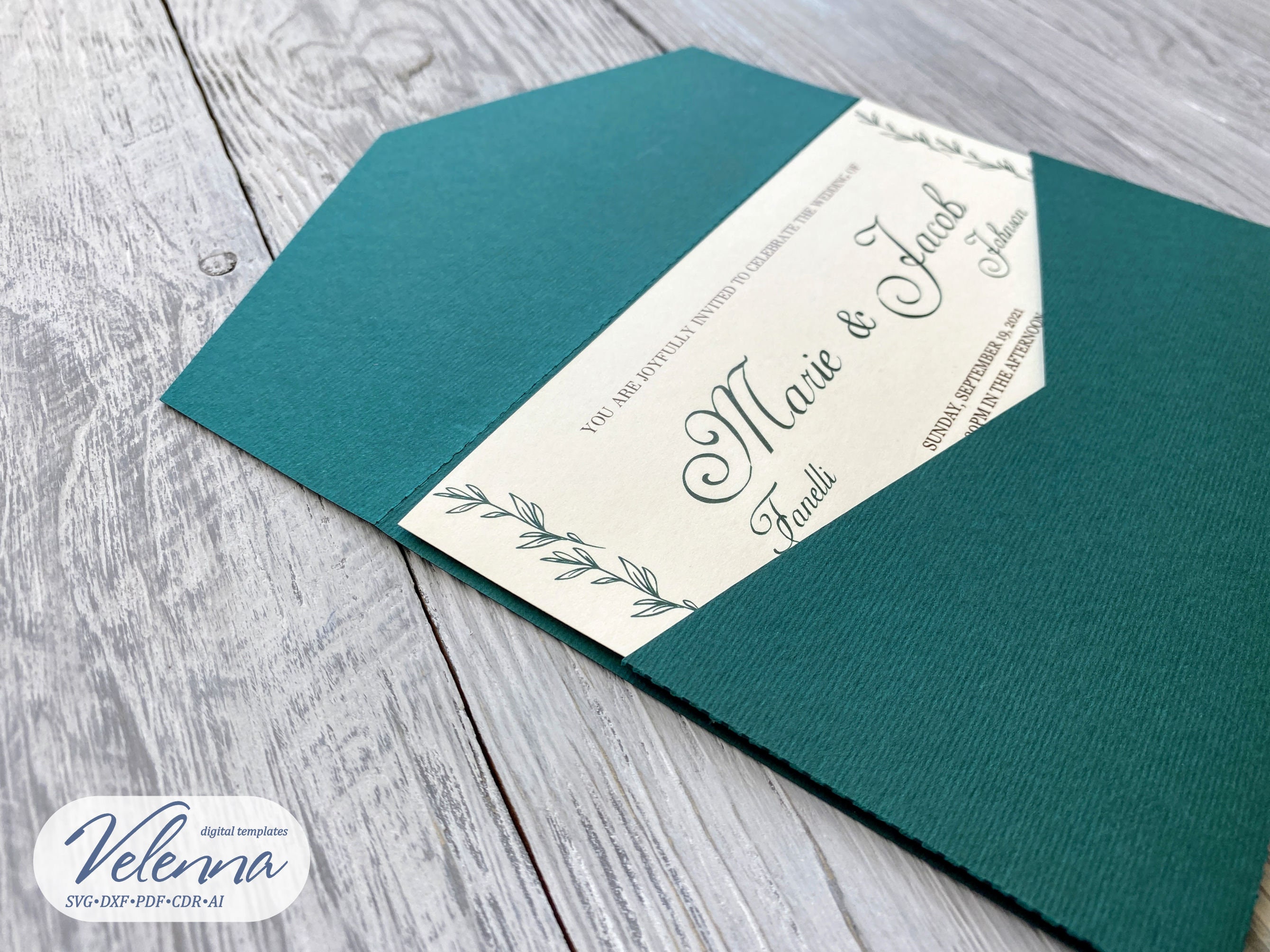 Simple Classic Svg 5x7 Pocketfold Invitation Envelope Template, Wedding ...