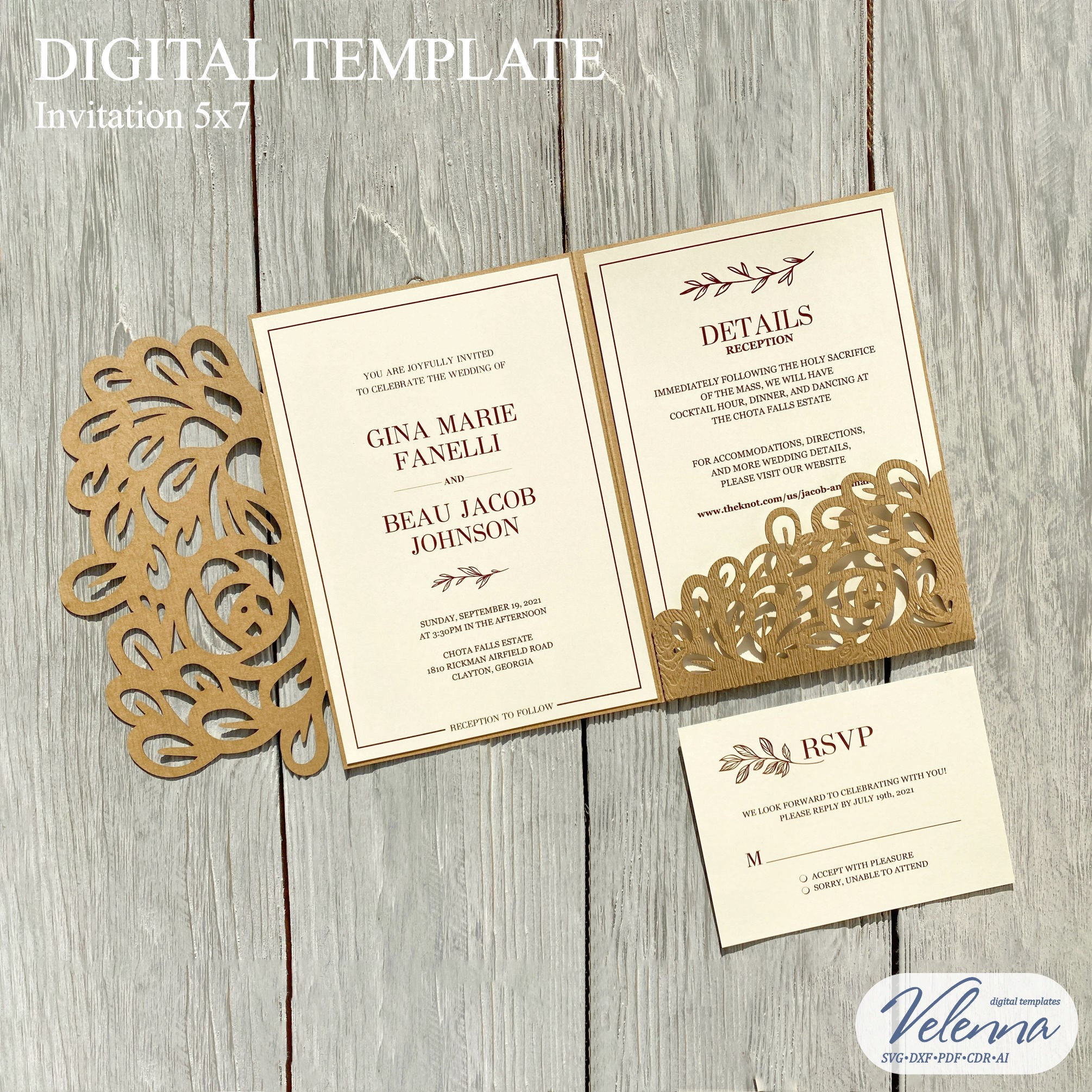 Plantilla de invitación de hoja de rama de olivo svg, Invitaciones de ...