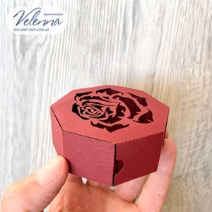 SVG Cricut Octagonal Gift Box Template With Rose & Lid, Wedding Party ...