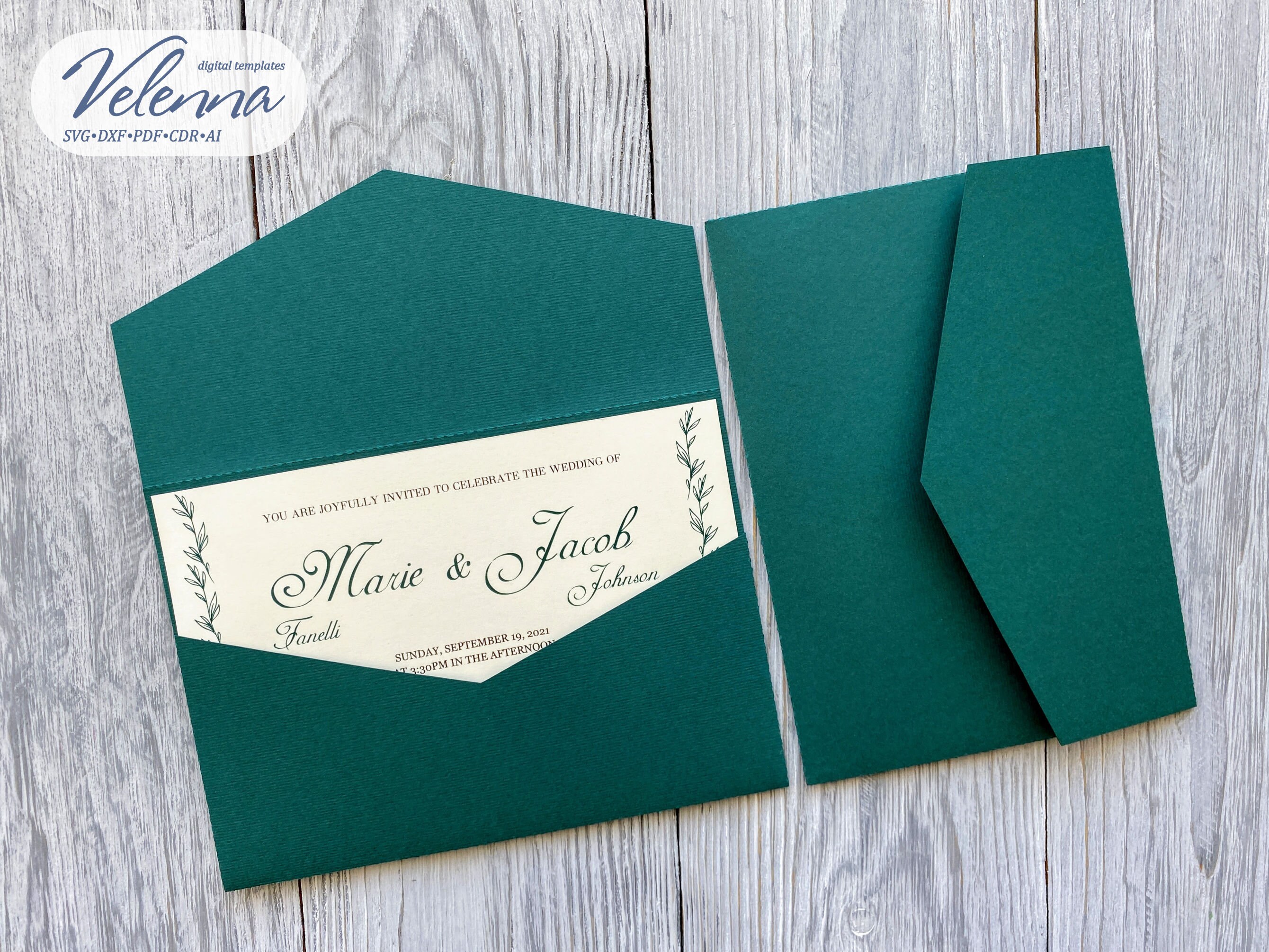 Simple Classic Svg 5x7 Pocketfold Invitation Envelope Template, Wedding ...