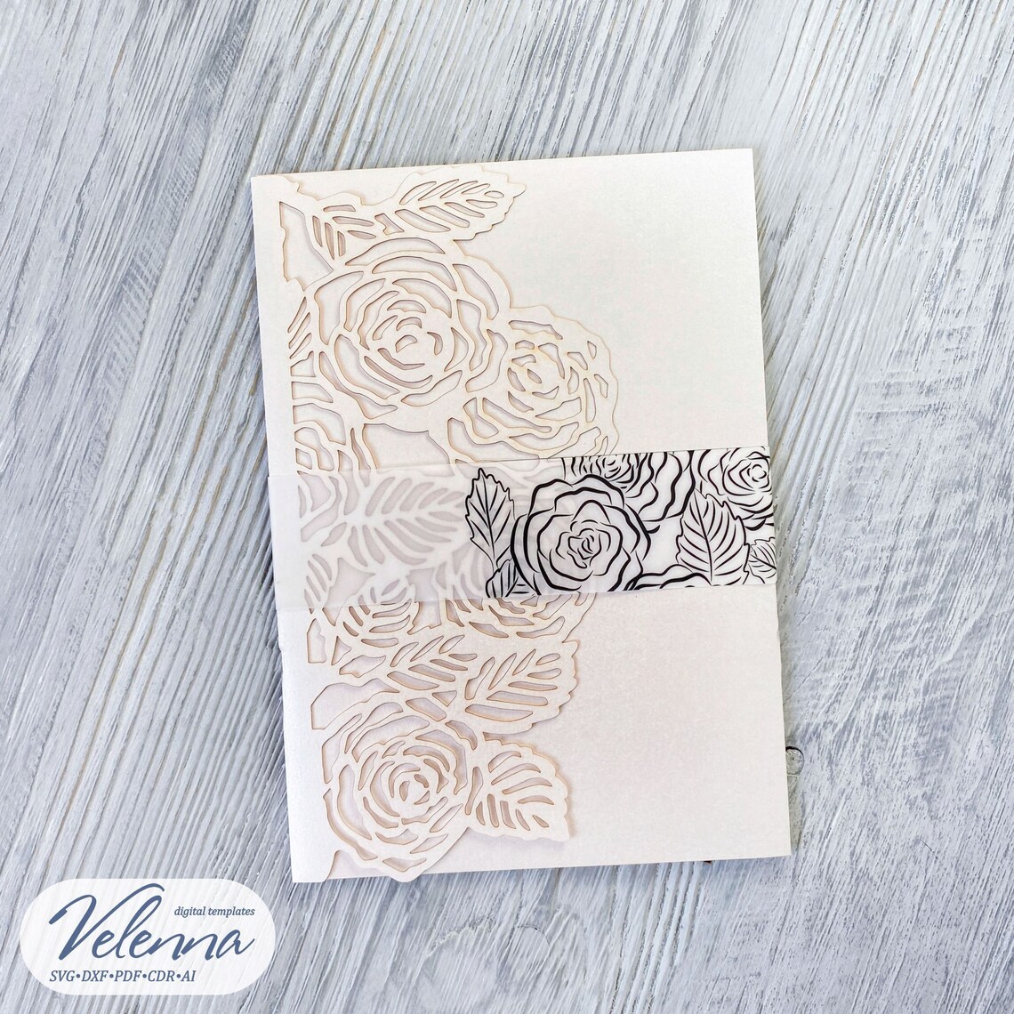 Lace Rose Svg Wedding Invitation Cricut Template, Laser Cut Tri-fold ...