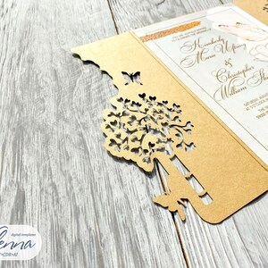 Rustic Tree Gatefold Wedding Invitation Template Svg With Butterflies ...