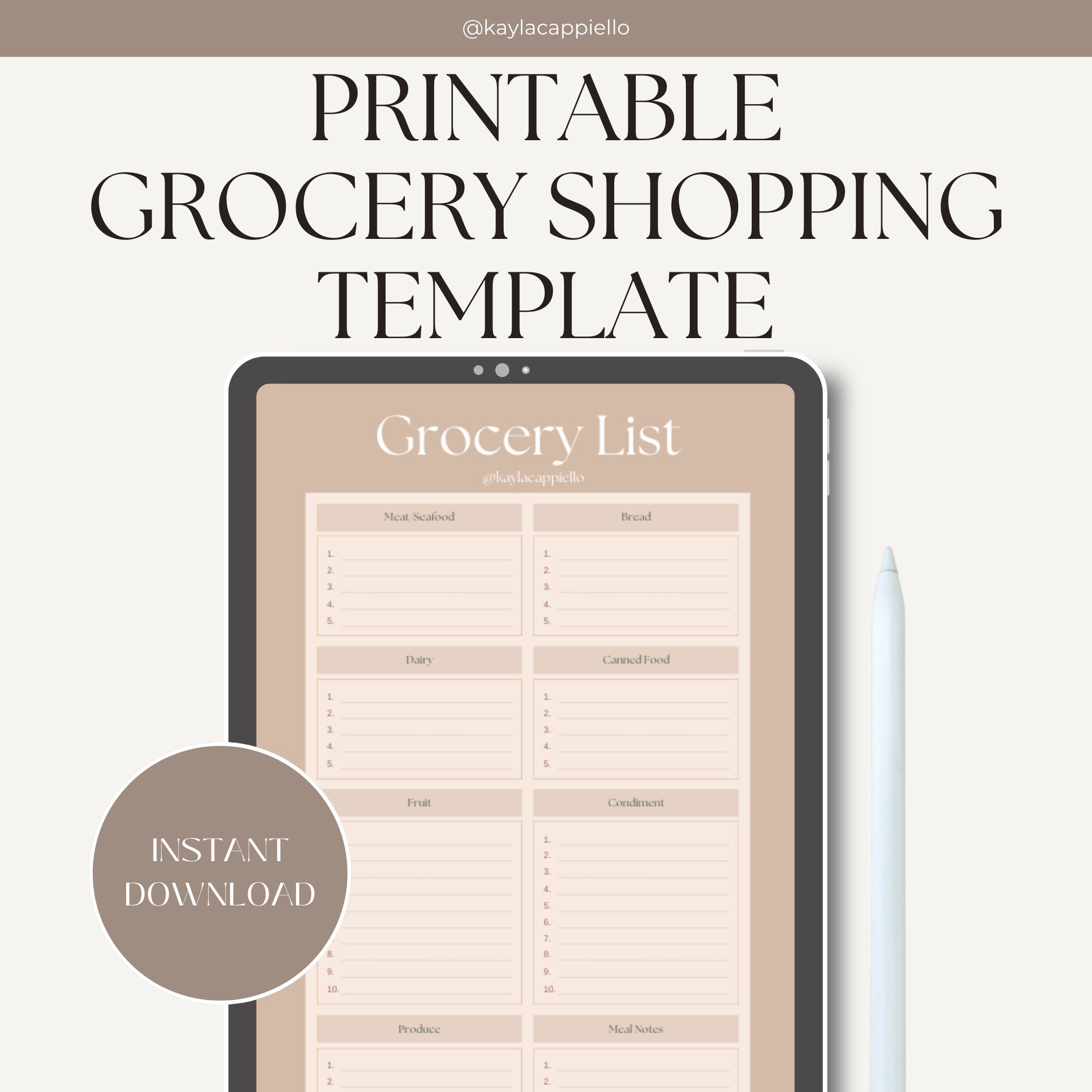 Editable Grocery List Template | Grocery Shopping List | Editable ...