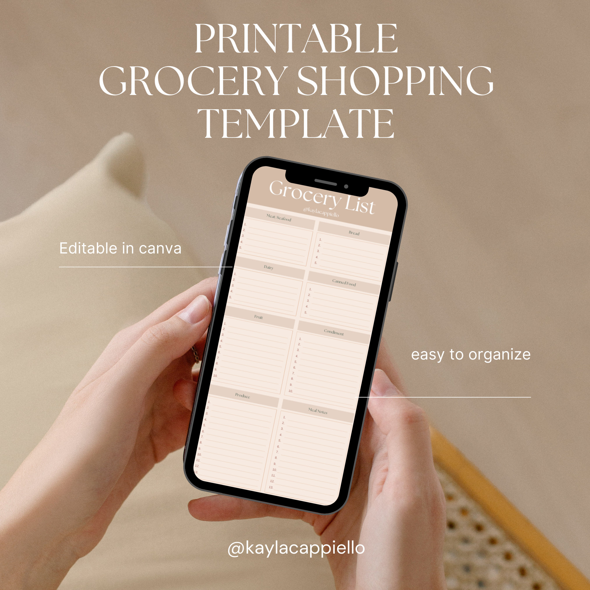 Editable Grocery List Template | Grocery Shopping List | Editable ...