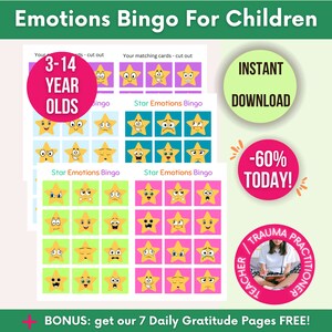 Emotions and Feelings Bingo Wellness Game for Kids, Printable Emotional ...