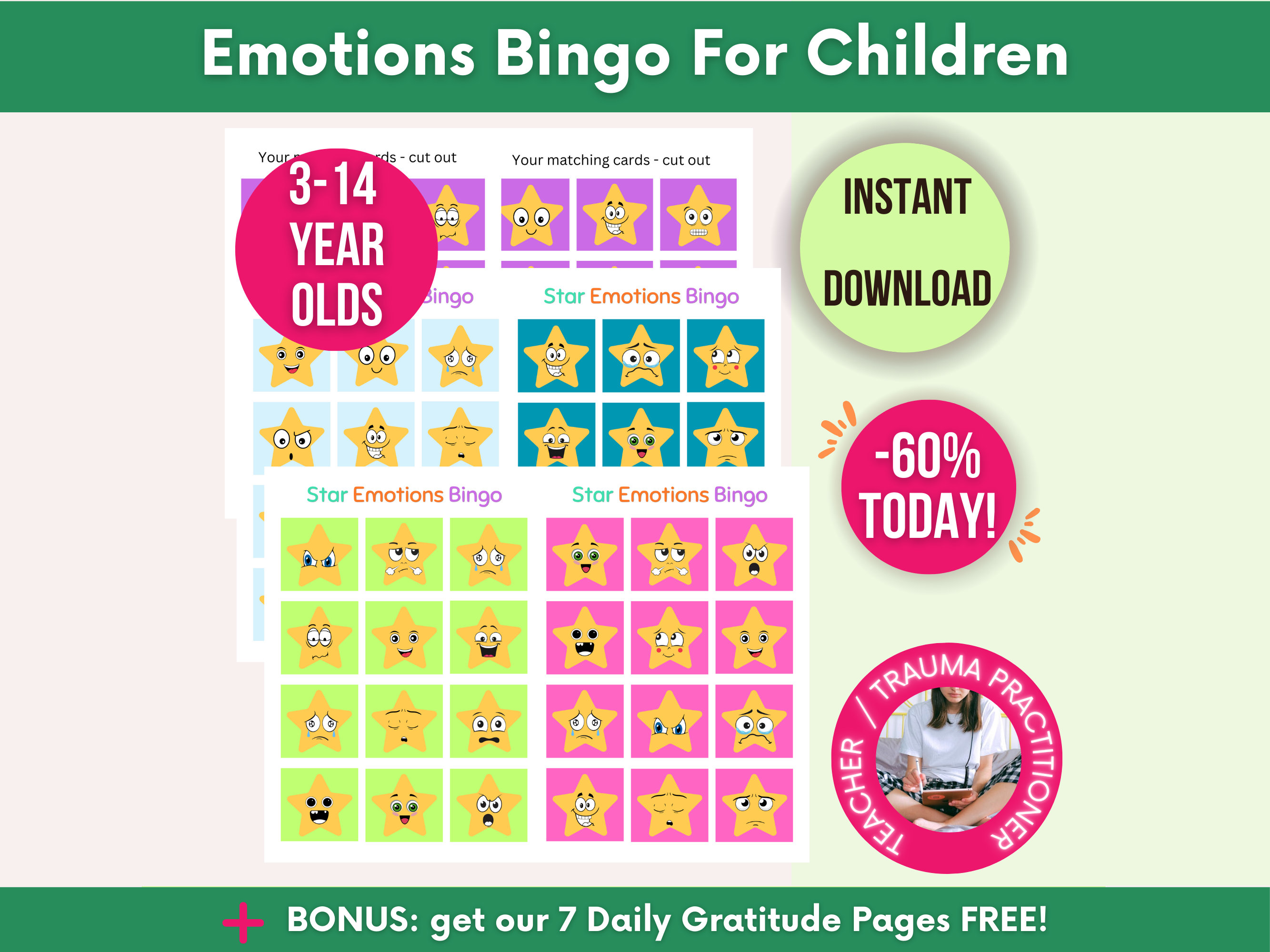 Emotions and Feelings Bingo Wellness Game for Kids, Printable Emotional ...