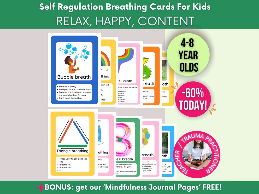 Self Regulation Breathing Cards for Kids, Child Wellness Cards ...