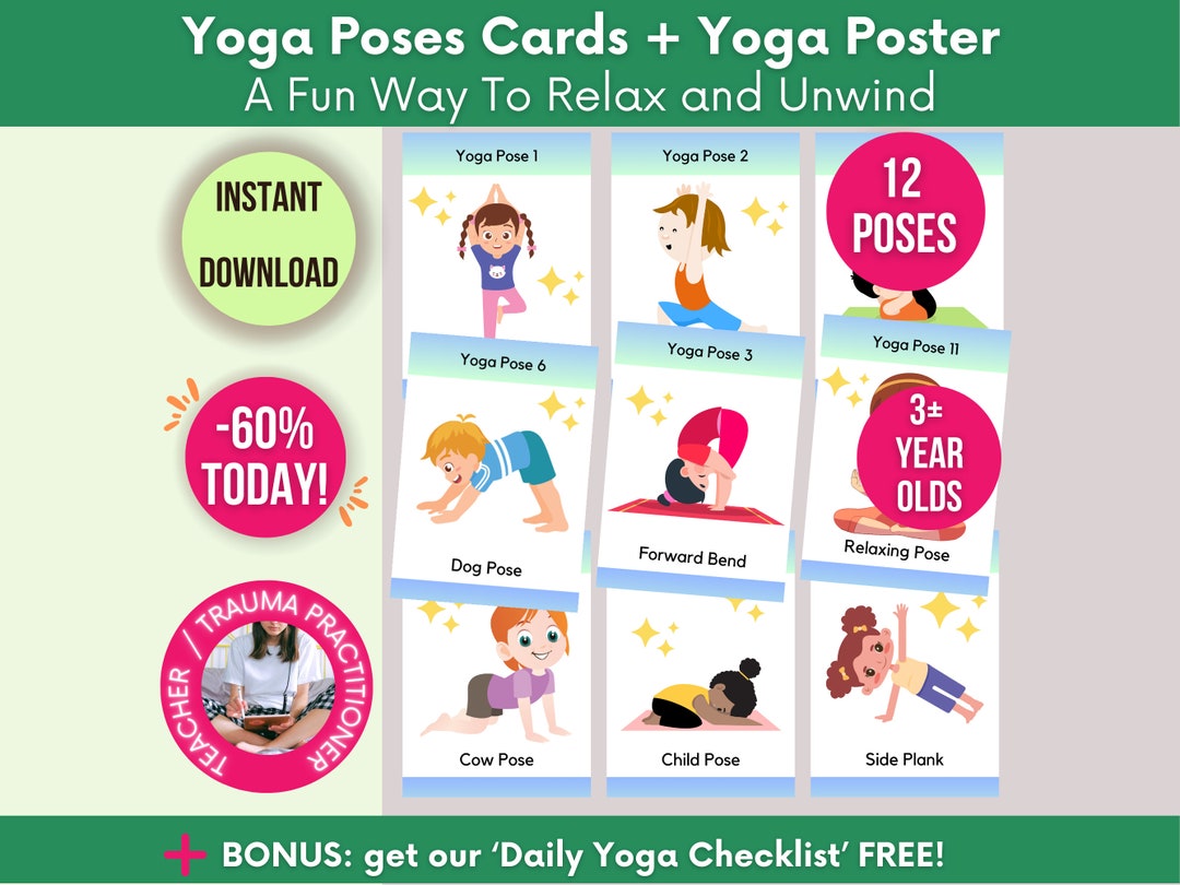 Yoga Poses Cards Printable for Child Wellness, Yoga Cards for Children ...