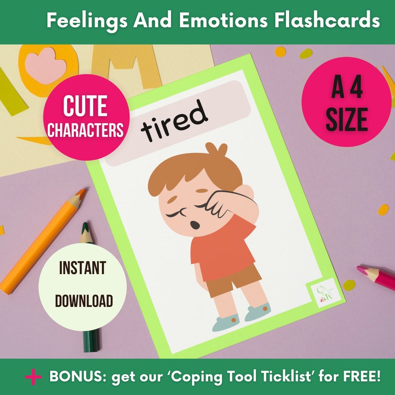 Feelings and Emotions Flashcards for Children Printable, Preschool ...