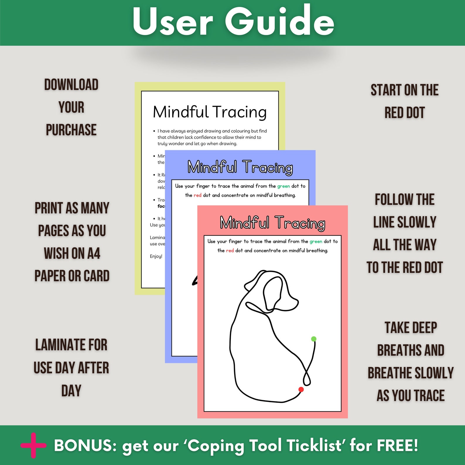 Tracing Worksheets for Child Wellness, Regulating Mindful Kids, Calming ...