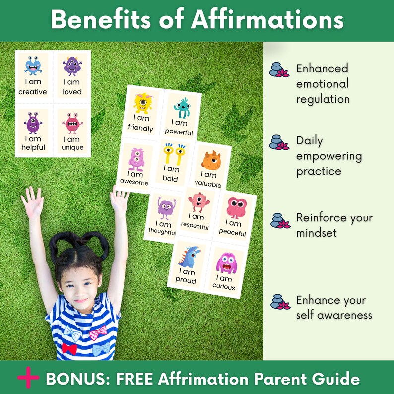 Monster Affirmation Cards for Kids Printable, Child Positive ...