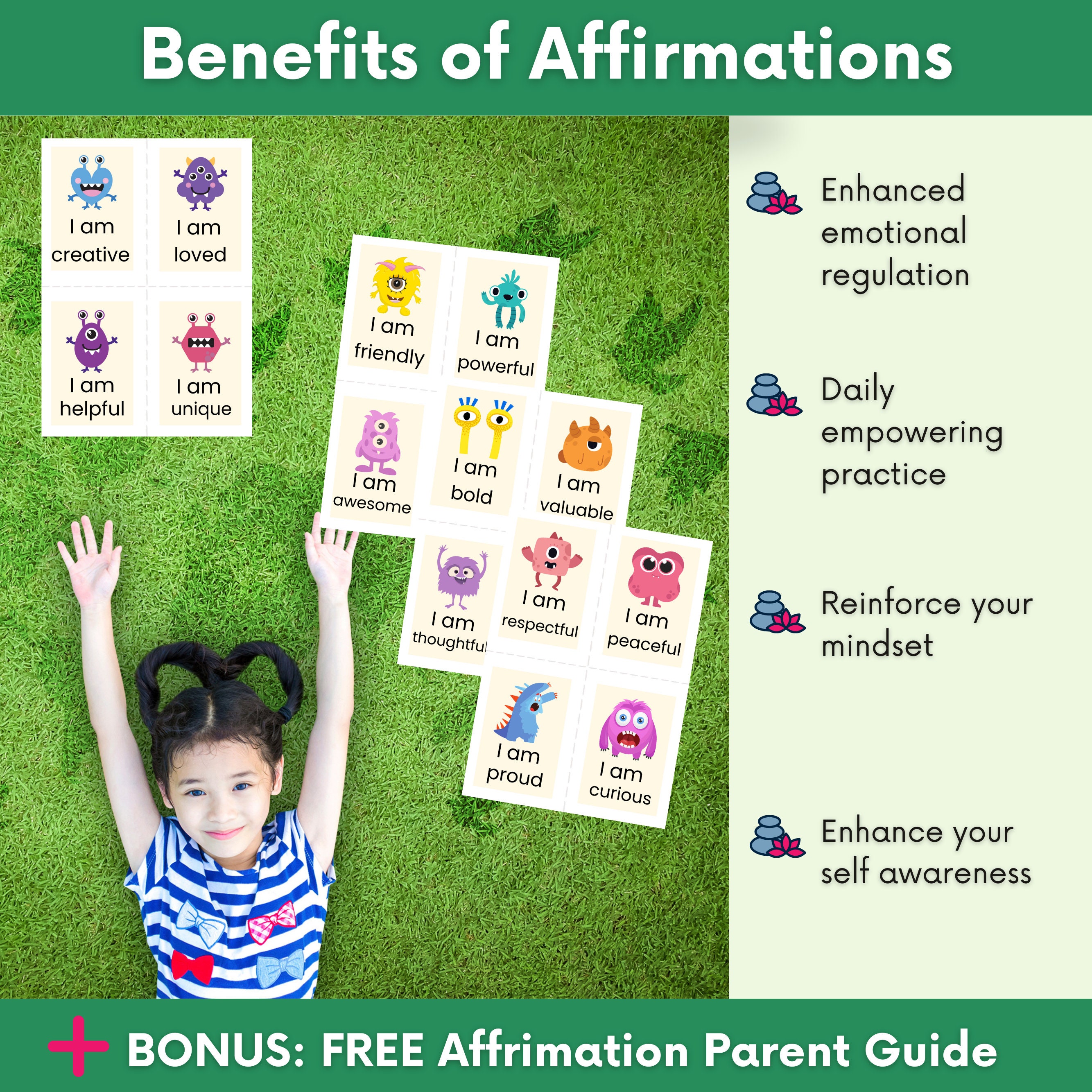 Monster Affirmation Cards for Kids: 52 Printable Positivity Cards ...