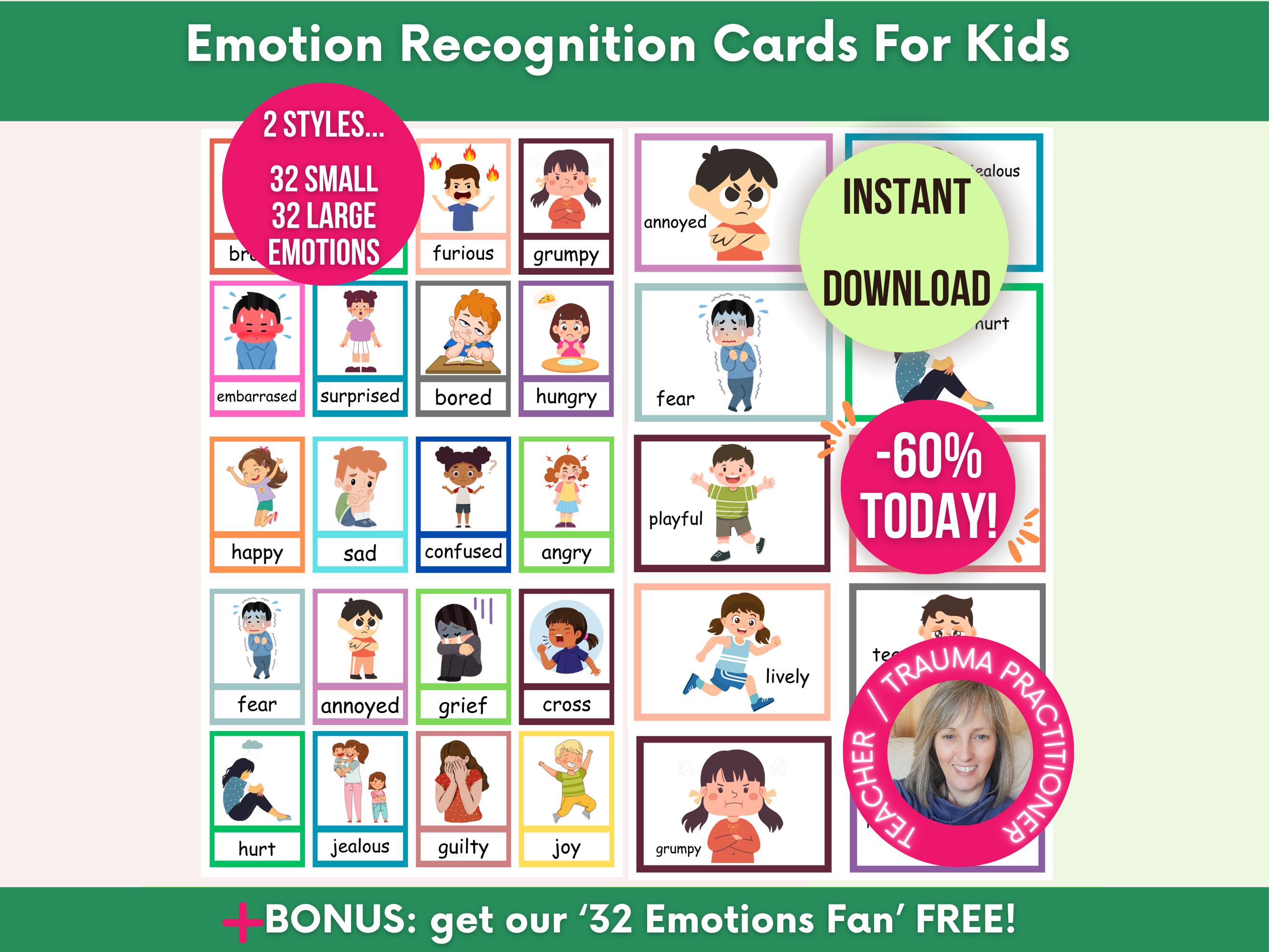 Emotion Recognition Cards for Kids: Feelings Flashcards (digital ...
