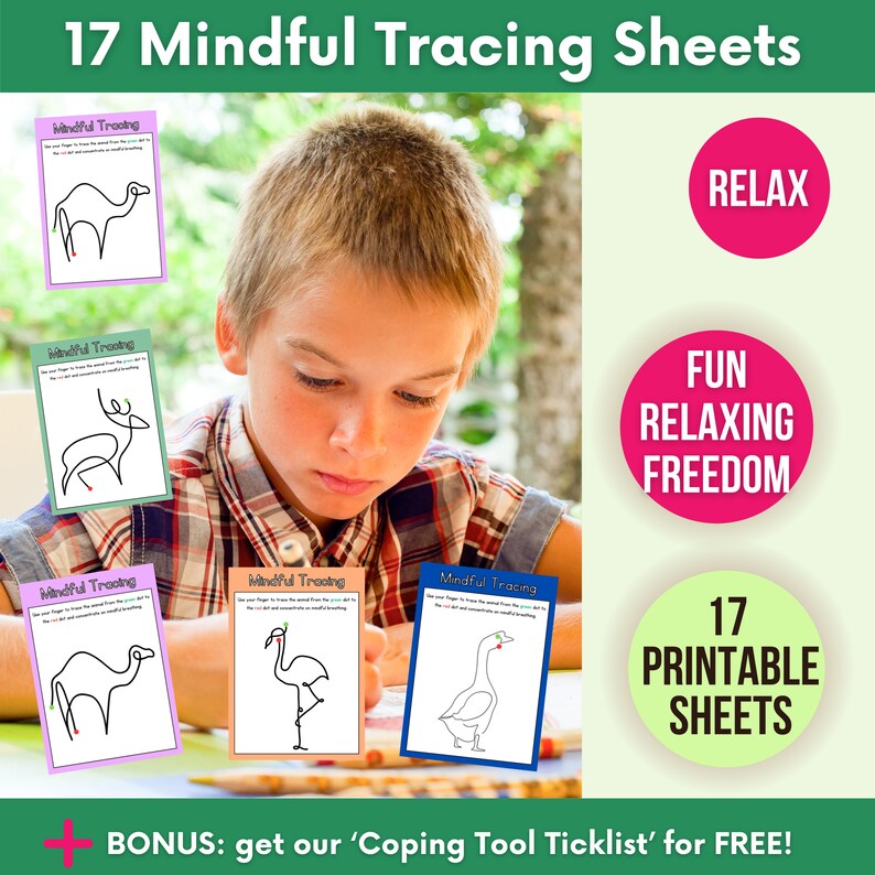 Tracing Worksheets for Child Wellness, Regulating Mindful Kids, Calming ...