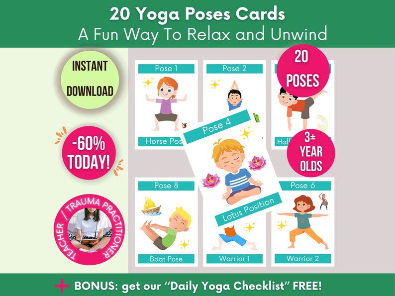 Yoga Poses for Kids Relaxing Emotional Regulation Cards, Yoga Cards for ...