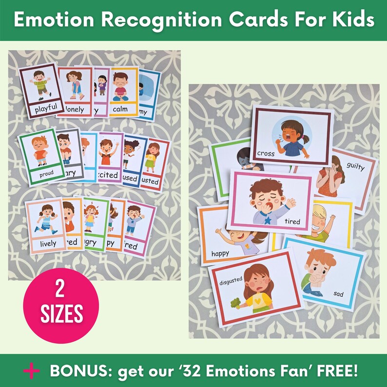 Emotion Recognition Cards for Kids: Feelings Flashcards (digital ...