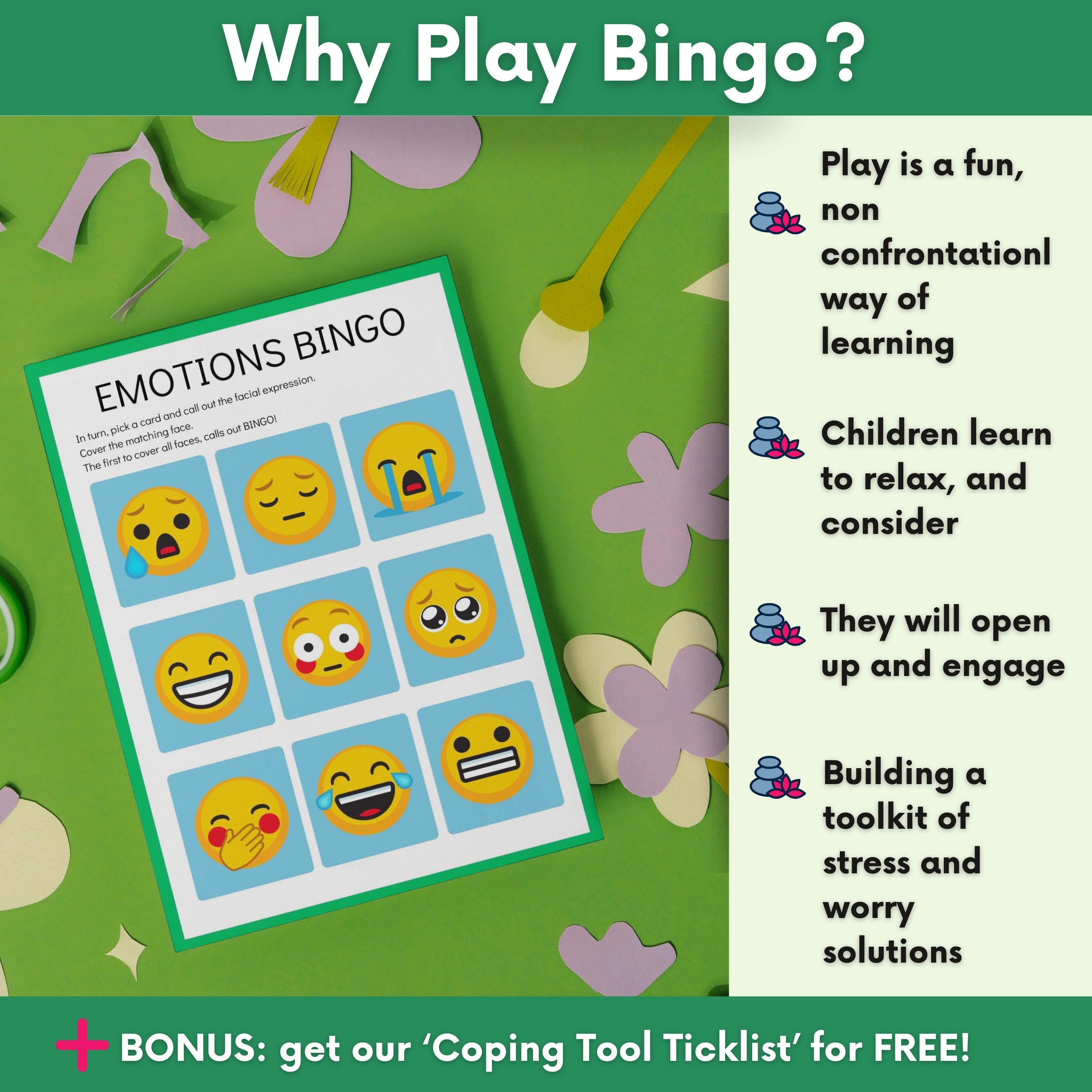 Emotions and Feelings Bingo Wellness Game for Kids, Printable Emotional ...