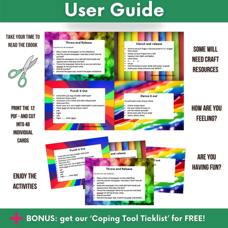 Self Regulation Cards and Guide for Kids, Toolkit for Calm Kids, Stress ...