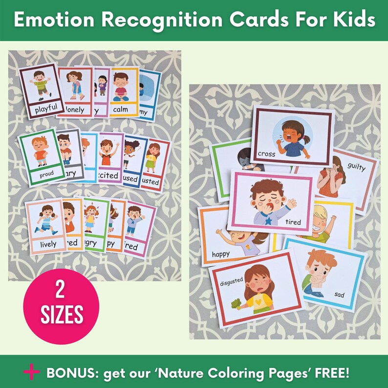Emotions and Feelings Recognition Cards for Kids, Child Emotion Cards ...