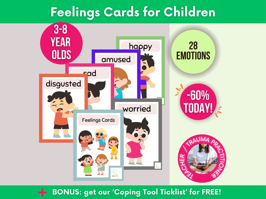 Feelings and Emotions Flashcards for Children Printable, Preschool ...