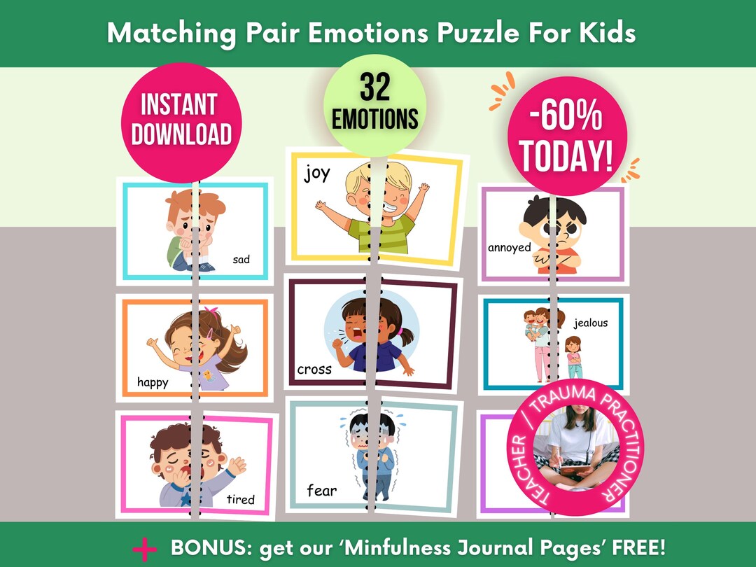 Matching Pair Emotions Puzzle for Kids, Feelings Recognition Puzzle ...