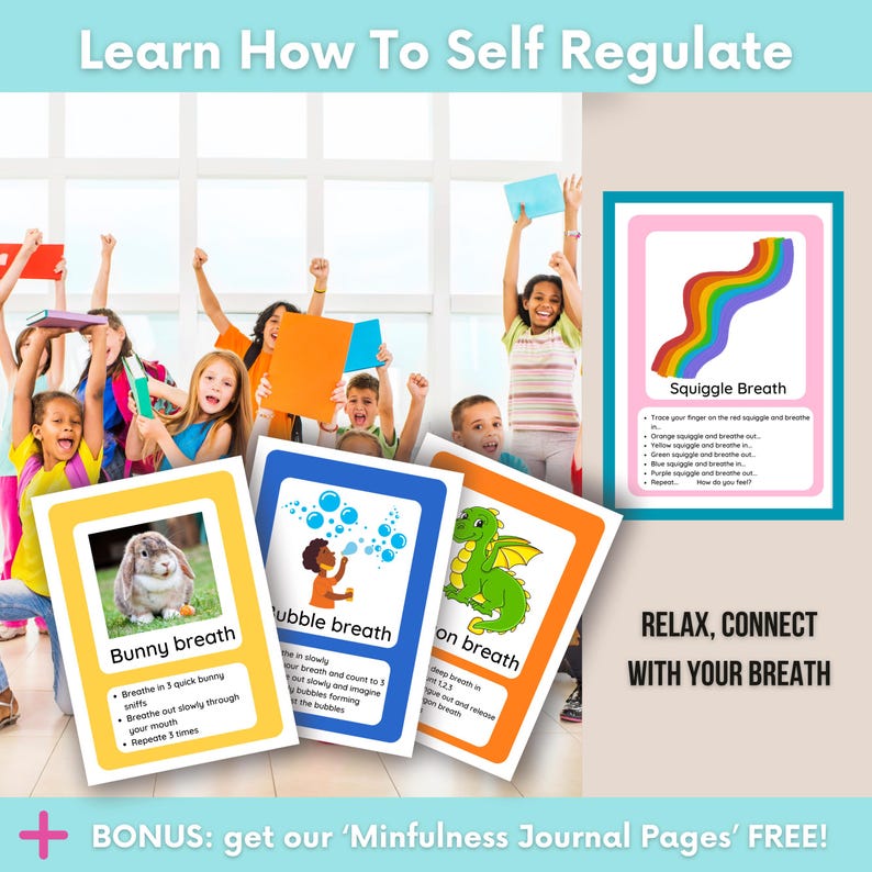 Mindfulness Breathing Exercise Cards for Kids, Calmness and Stress ...