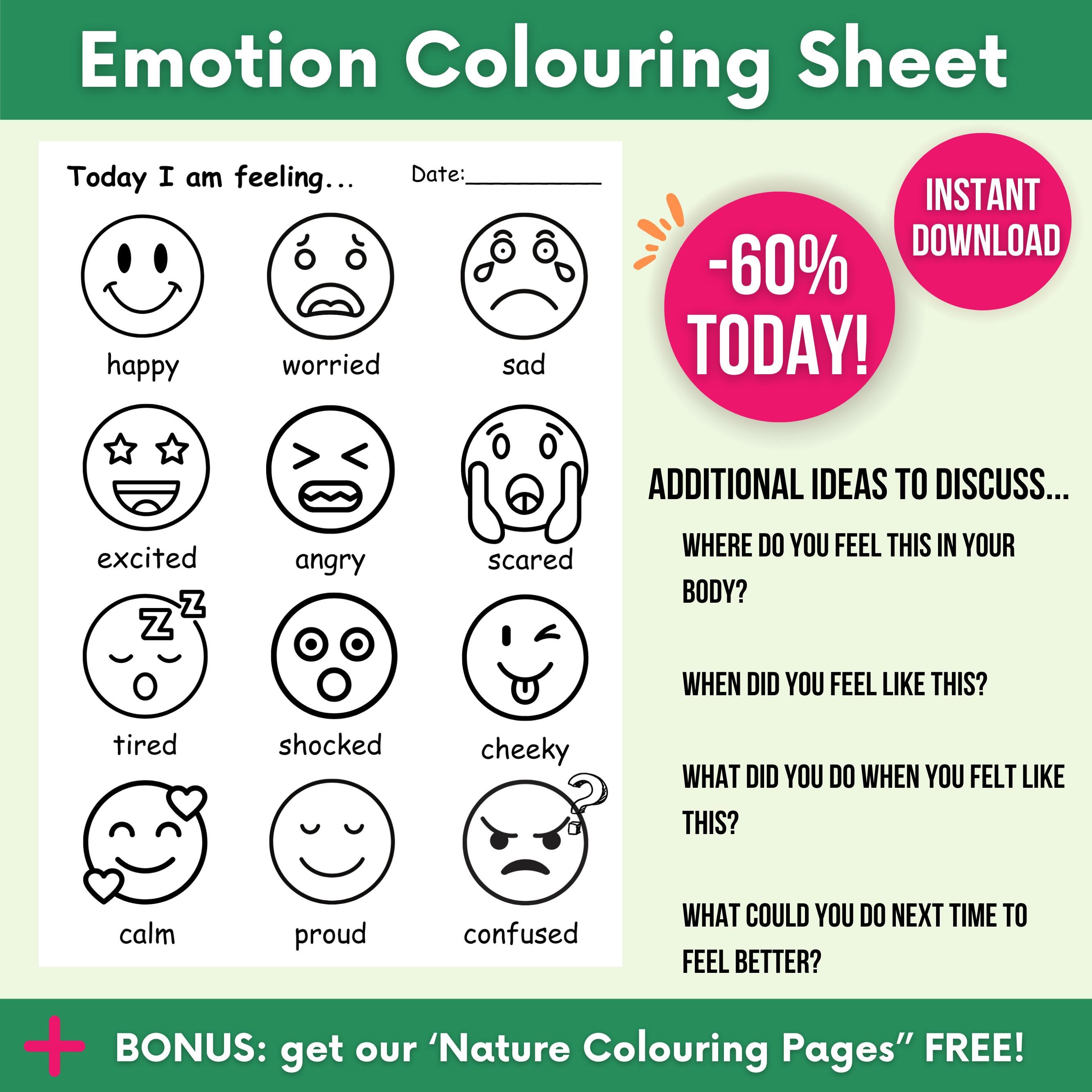Emotions Colouring Sheets Child Emotional Regulation, Today I Am ...