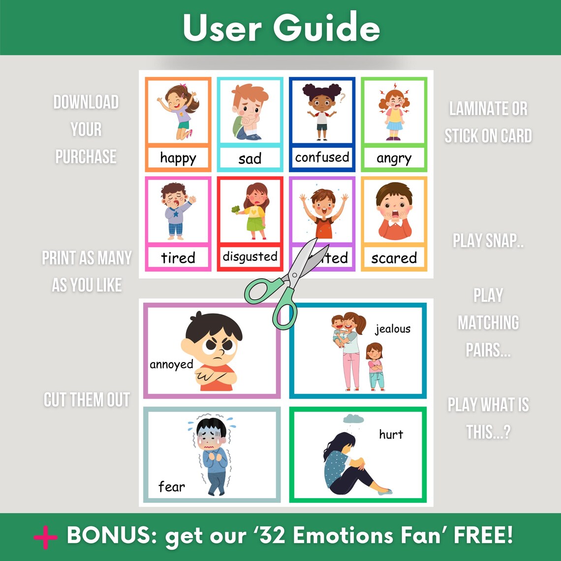 Emotion Recognition Cards for Kids: Feelings Flashcards (digital ...