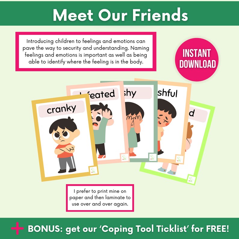 Feelings and Emotions Flashcards for Children Printable, Preschool ...