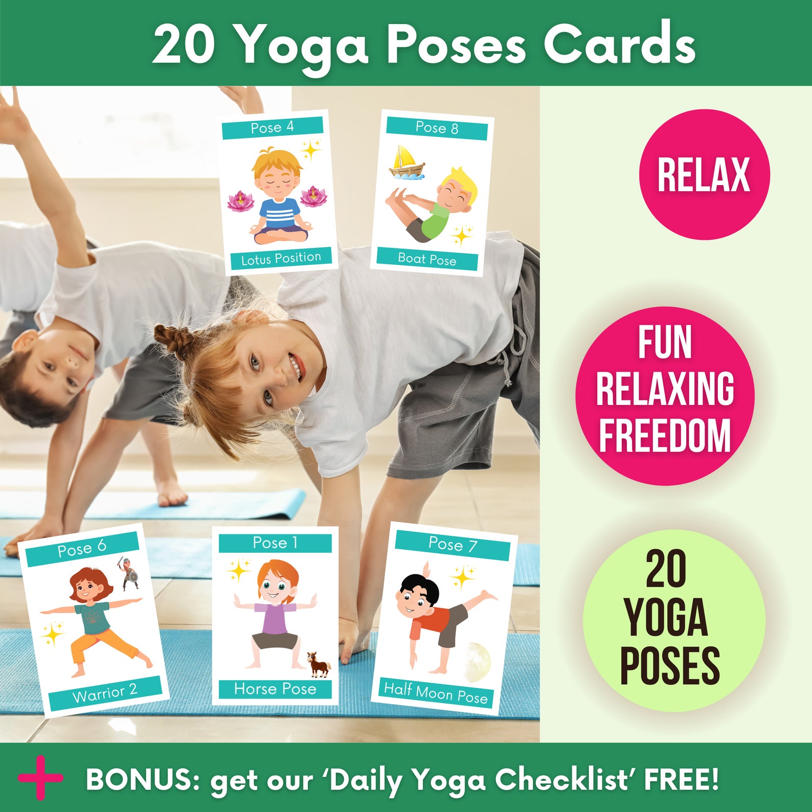 Yoga Poses for Kids Relaxing Emotional Regulation Cards, Yoga Cards for ...