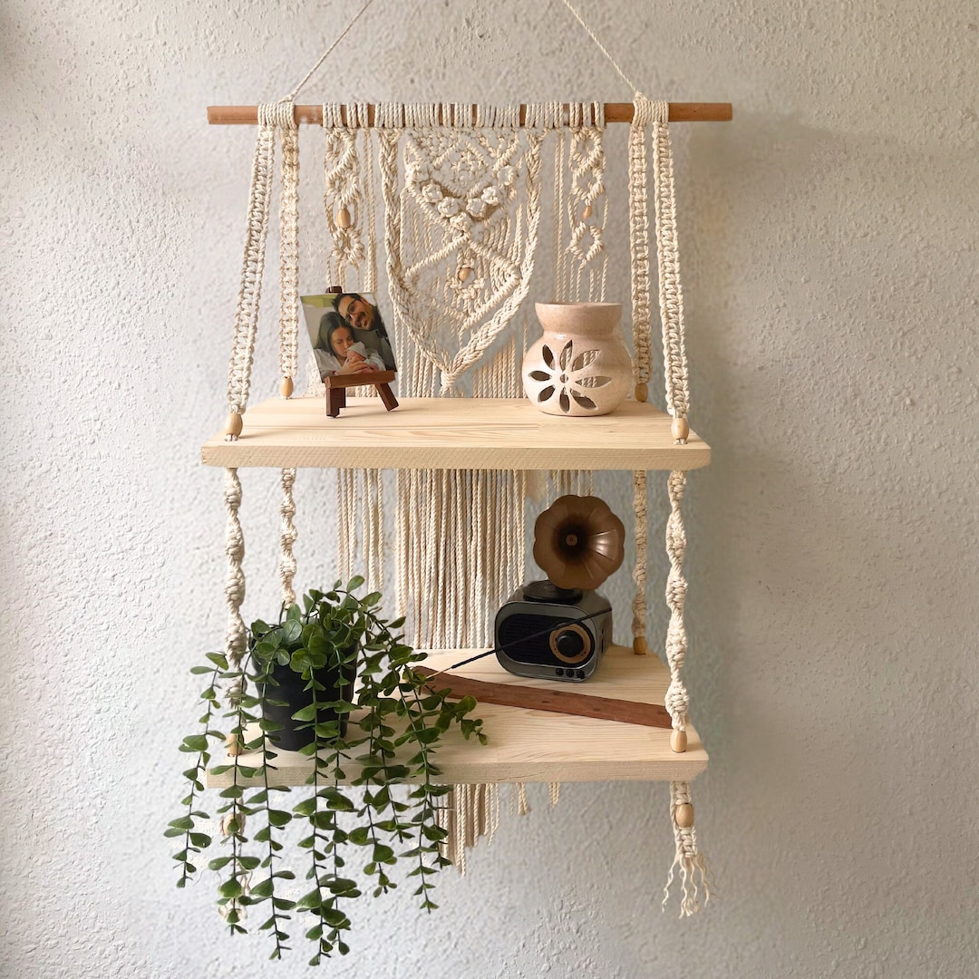 Macrame Wall Shelf, Macrame Shelf, Wall Hanging, Wall Decor, Macrame ...
