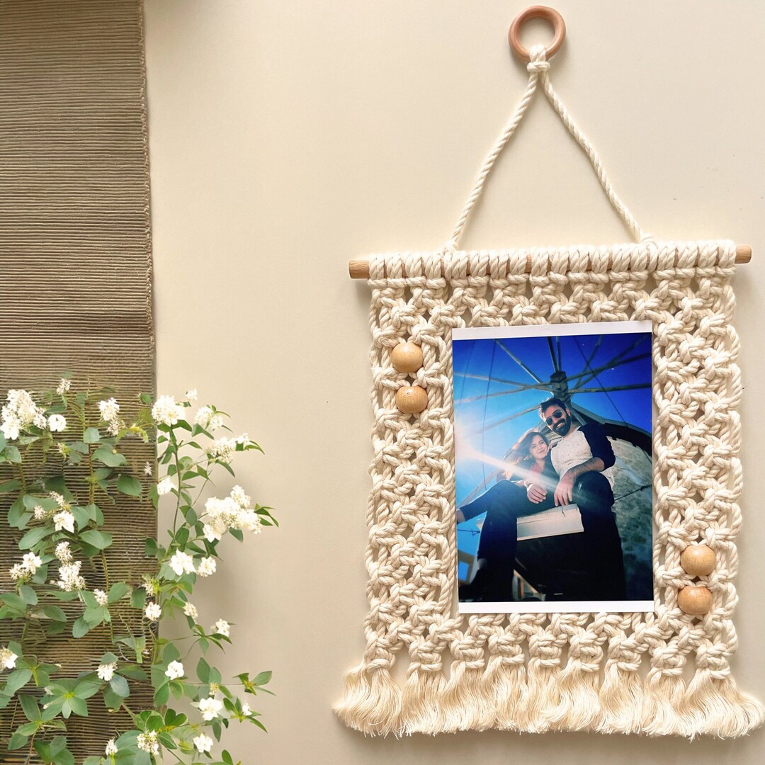 Macrame Photo Frame, Macrame Photo Holder, Macrame Photo Wall Hanging ...