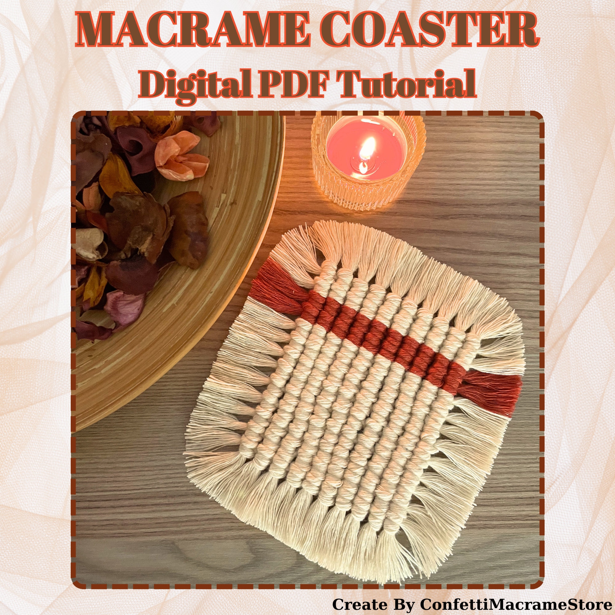 Macrame Coaster PDF Pattern - Digital Download, DIY Macrame Pattern ...