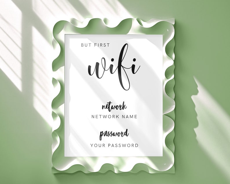 Wifi Password Sign, Printable, Instant Download, Wifi Poster, Editable ...