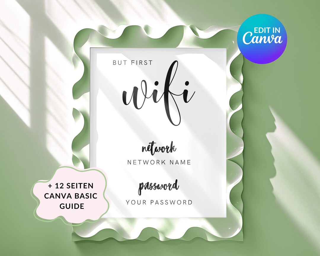 Wifi Password Sign, Printable, Instant Download, Wifi Poster, Editable ...