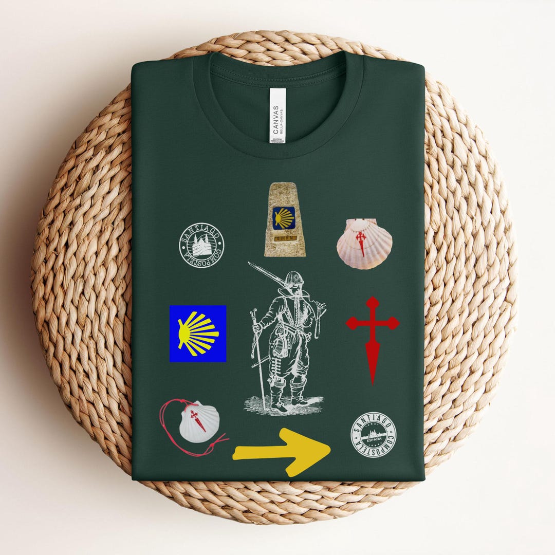 Camino De Santiago T-shirt: Pilgrim Symbols, Hiking Gift - Etsy