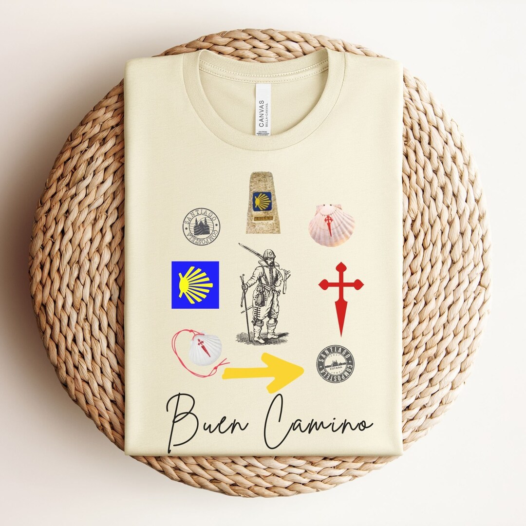 Camino De Santiago Pilgrim T-shirt: Scallop Shell, Hiking Symbols - Etsy