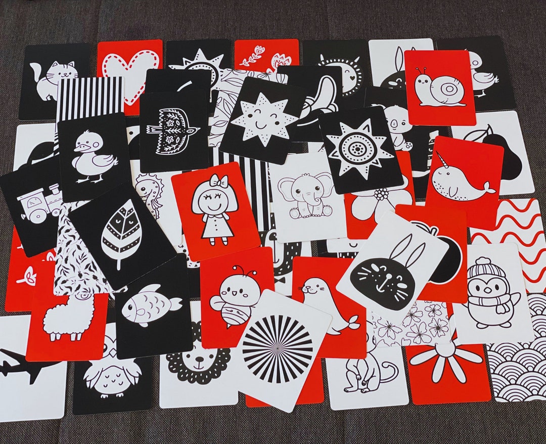 56x High Contrast Baby Montessori Sensory Cards (0+ Months),contrast ...