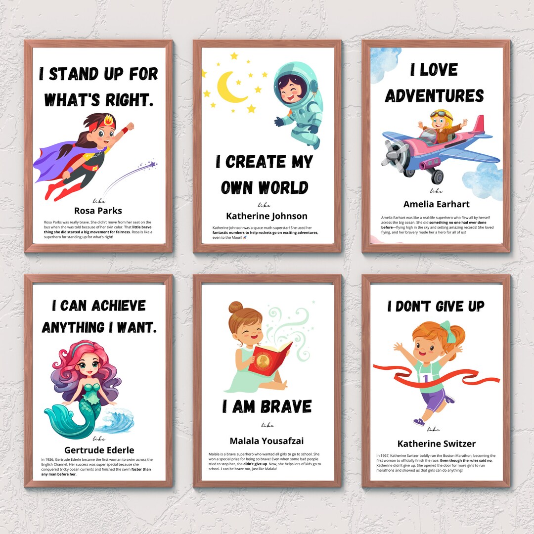 Set of 6 Inspiring Women Posters / Affirmations for Girls / Empowering ...