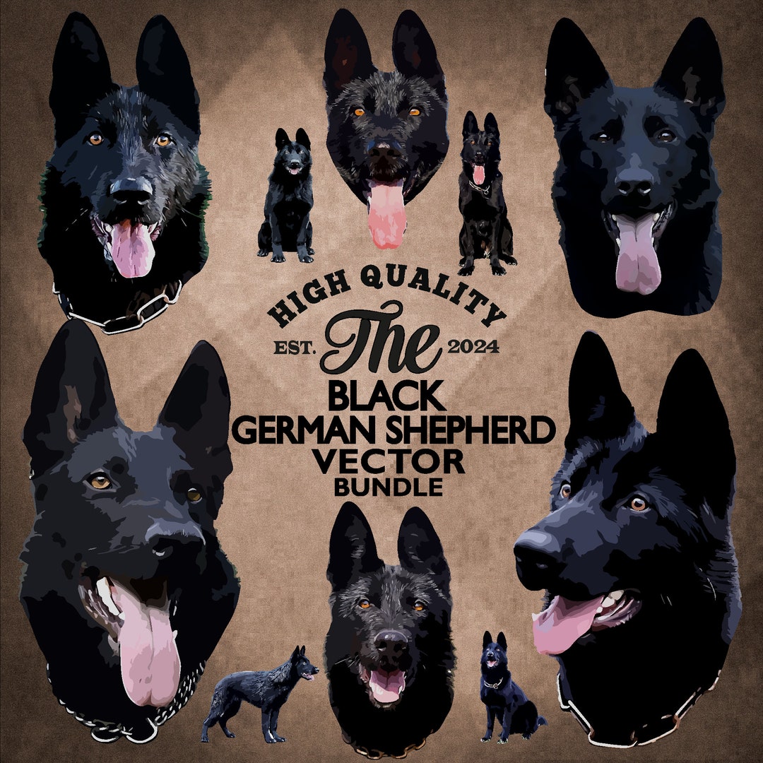 Black German Shepherd Dog Vector Bundle High Quality .EPS .SVG 18 ...